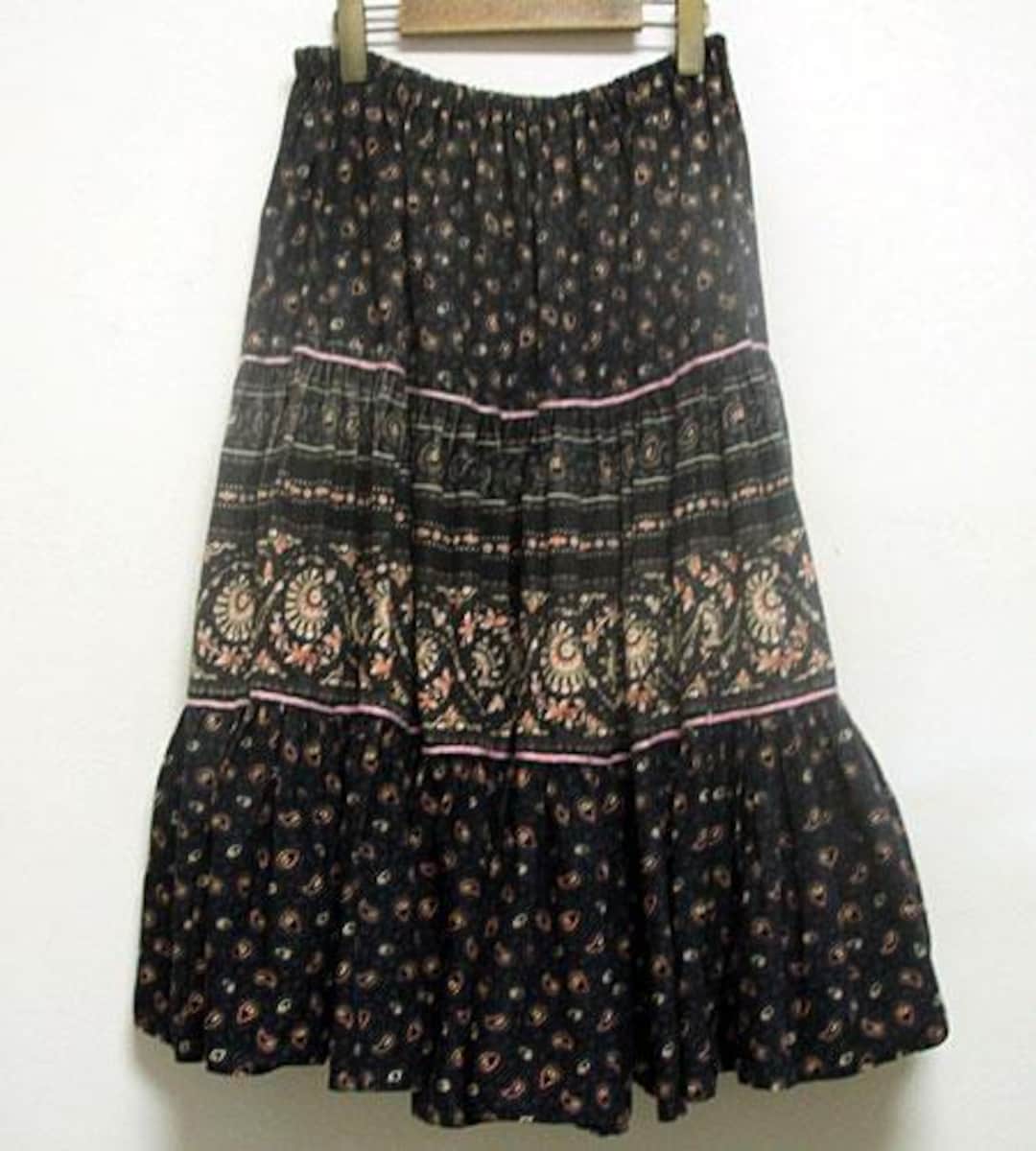 70's Vintage Provence Skirt - French Provence Cotton Fabric - Size One ...