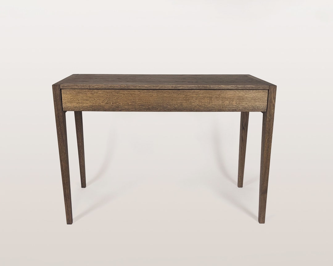 Minimalistic Solid Dark Oak Wood Desk With Drawer. - Etsy