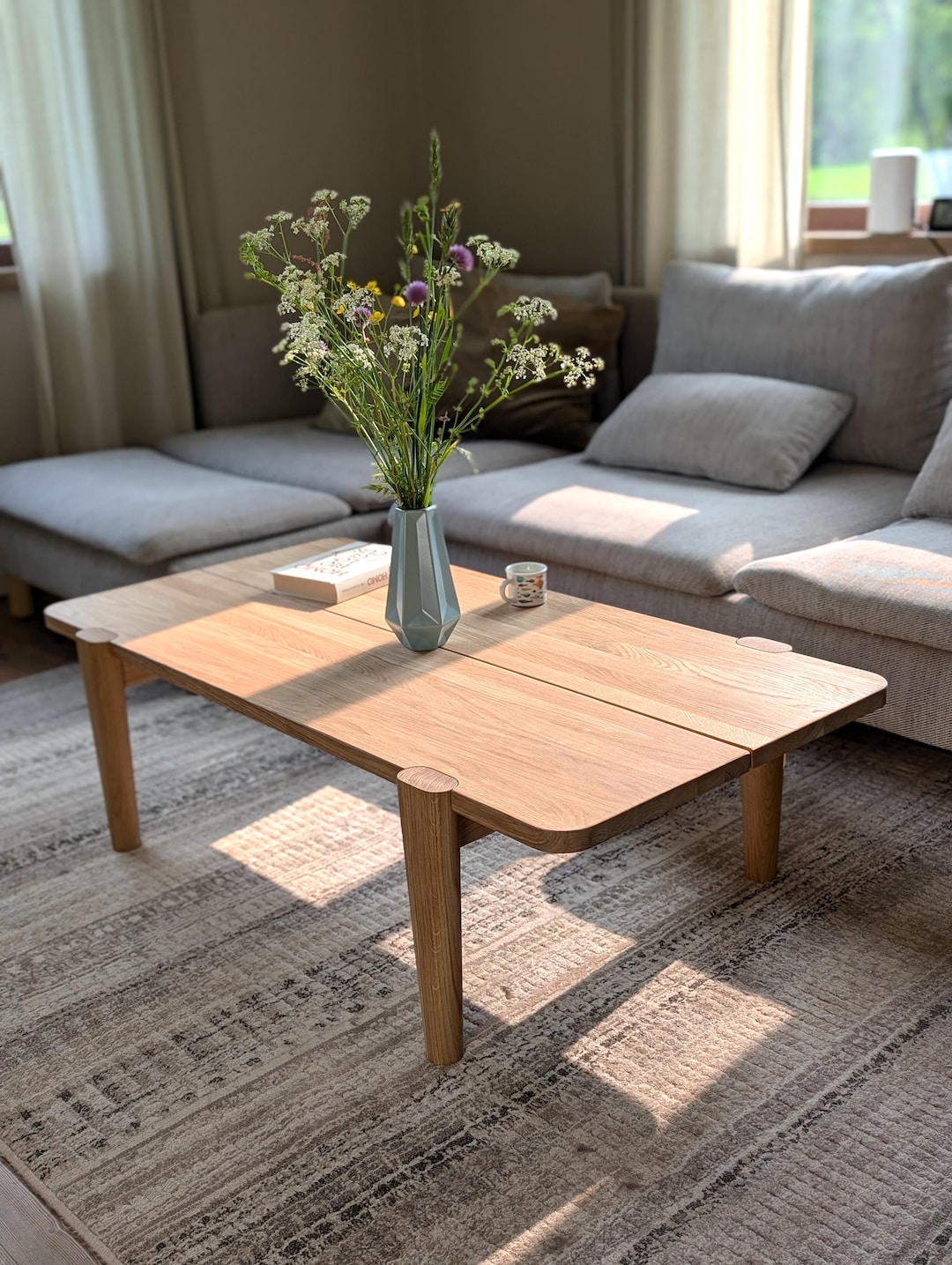 Modern, Minimalism, Elegant Solid Oak Wood Coffee Table, Round Corners ...