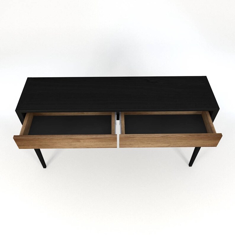 Black console table computer desk tall boy charging | Etsy