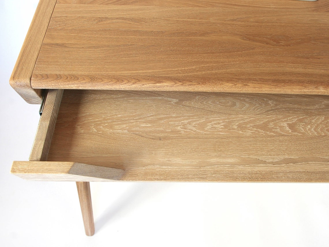 Solid Oak Wood Desk With Keyboard Tray. - Etsy