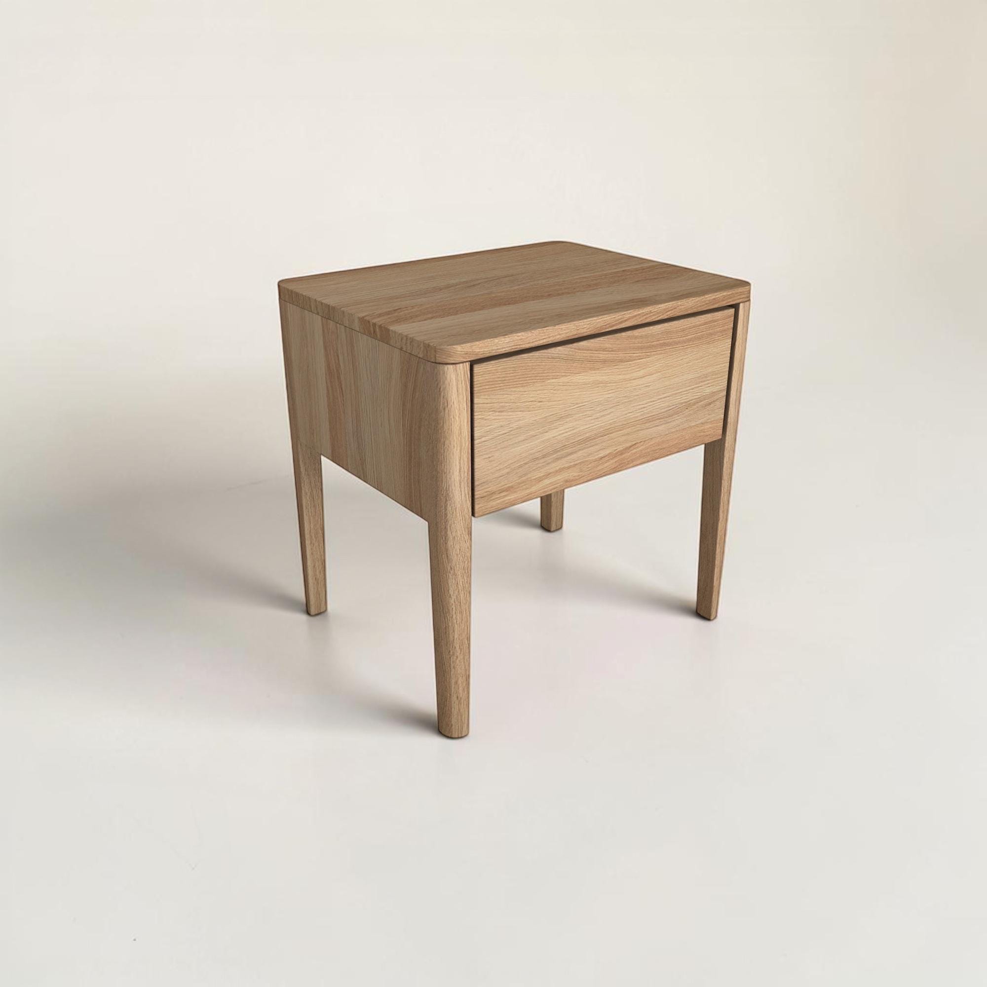 Solid Oak Nightstand With Soft Close Drawer, Handmade Minimalist ...
