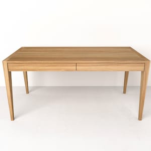 Natural Oak Minimalist Desk for Home and Office 100% Solid Oak Wood ...