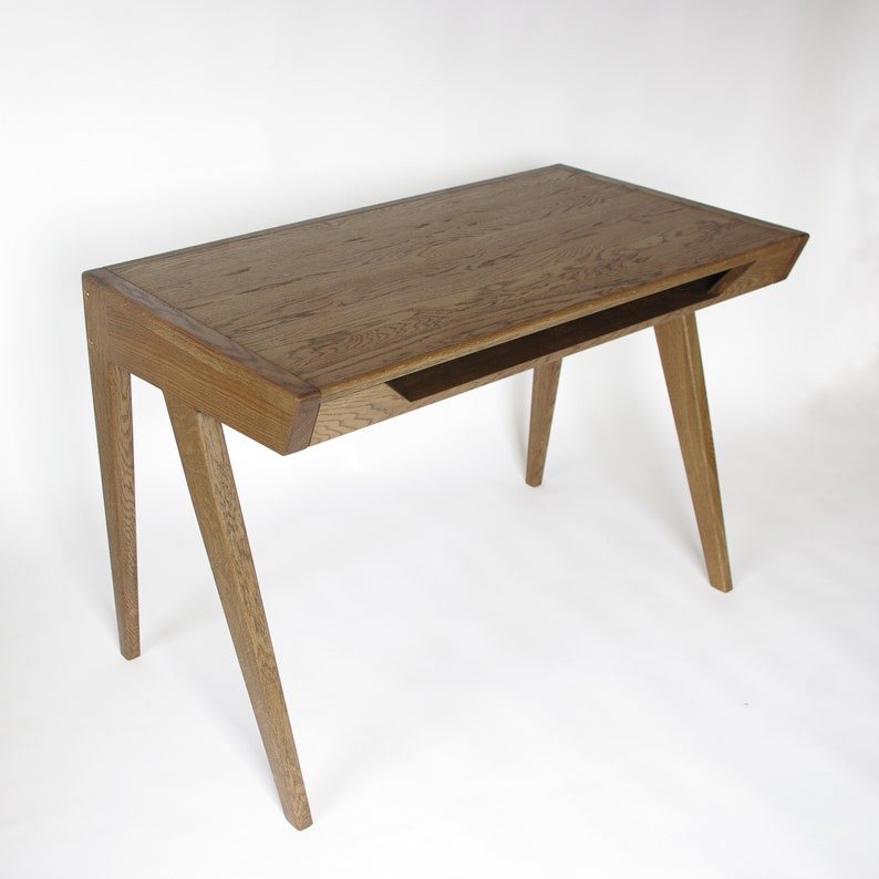 Solid Oak Wood Desk With Keyboard Tray. | Etsy