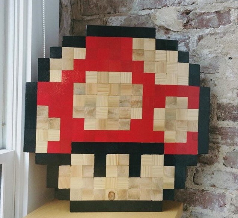 8bit Mario Power up Mushroom Man Cave Gamer Game Room - Etsy