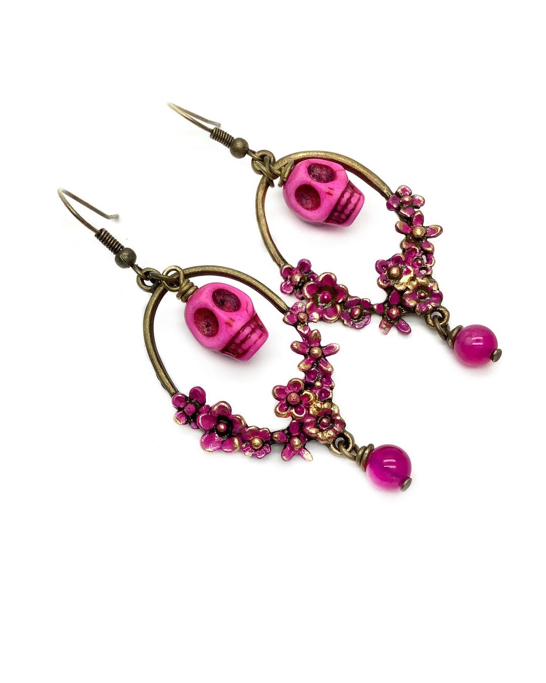 Day of the Dead Earrings, Sugar Skull Jewellery, Dia De Los Muertos ...