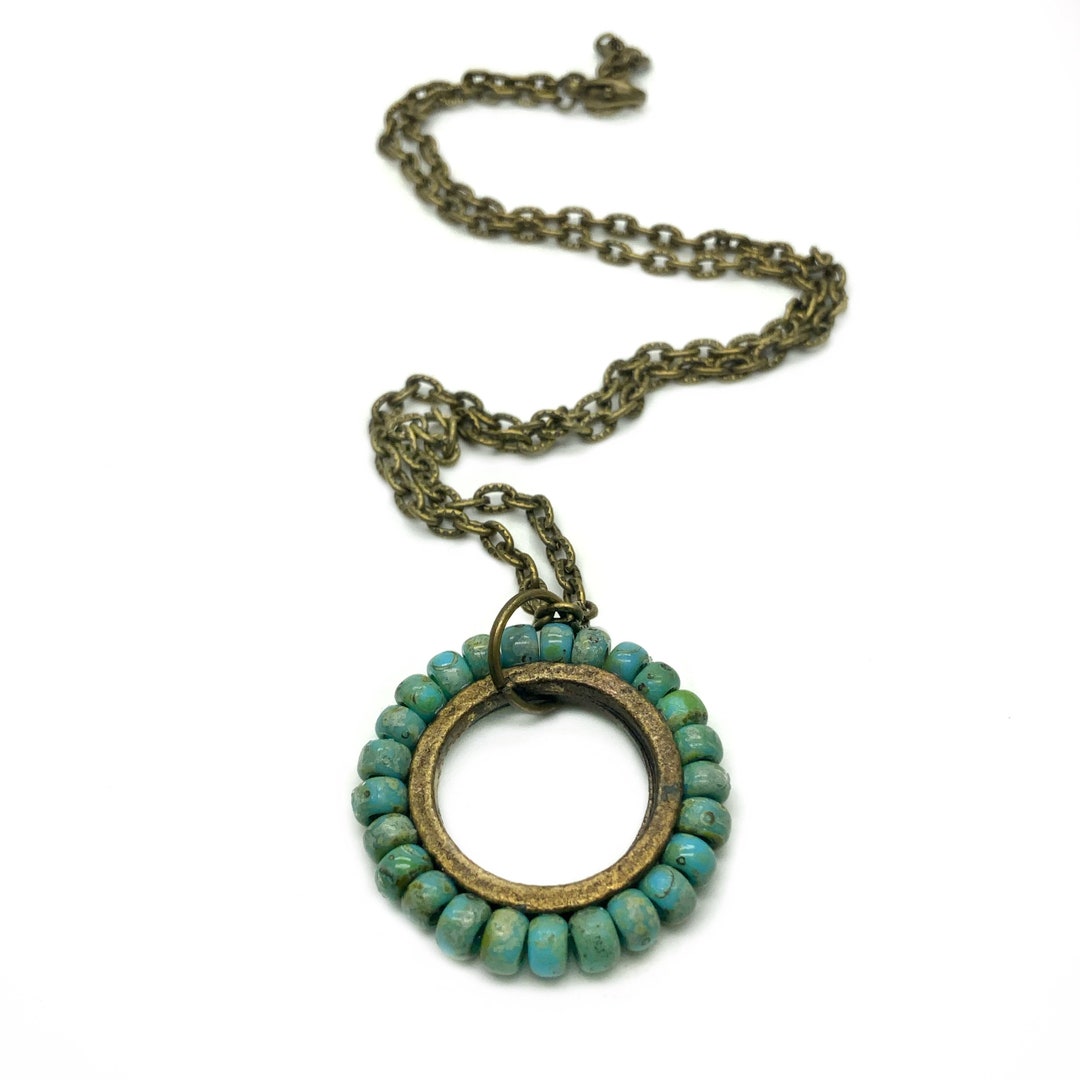 Circle Pendant Necklace, Beaded Infinity Circle, Karma Necklace ...