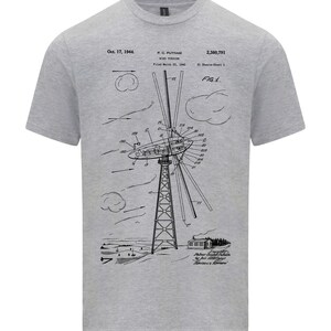 Wind Turbine T-shirt, Patent Blueprint Tee, Renewable Energy Design ...