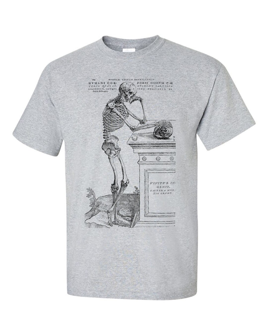 Pondering Thinking Skeleton by Andreas Vesalius Fine Art T-shirt - Etsy
