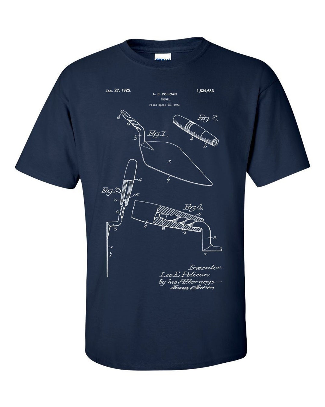 Bricklaying Trowel T-shirt Mason Brickie Builders Patent Blueprint ...