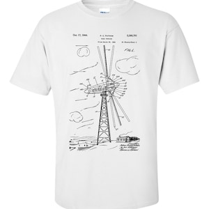 Wind Turbine T-shirt, Patent Blueprint Renewable Energy Shirt - Etsy