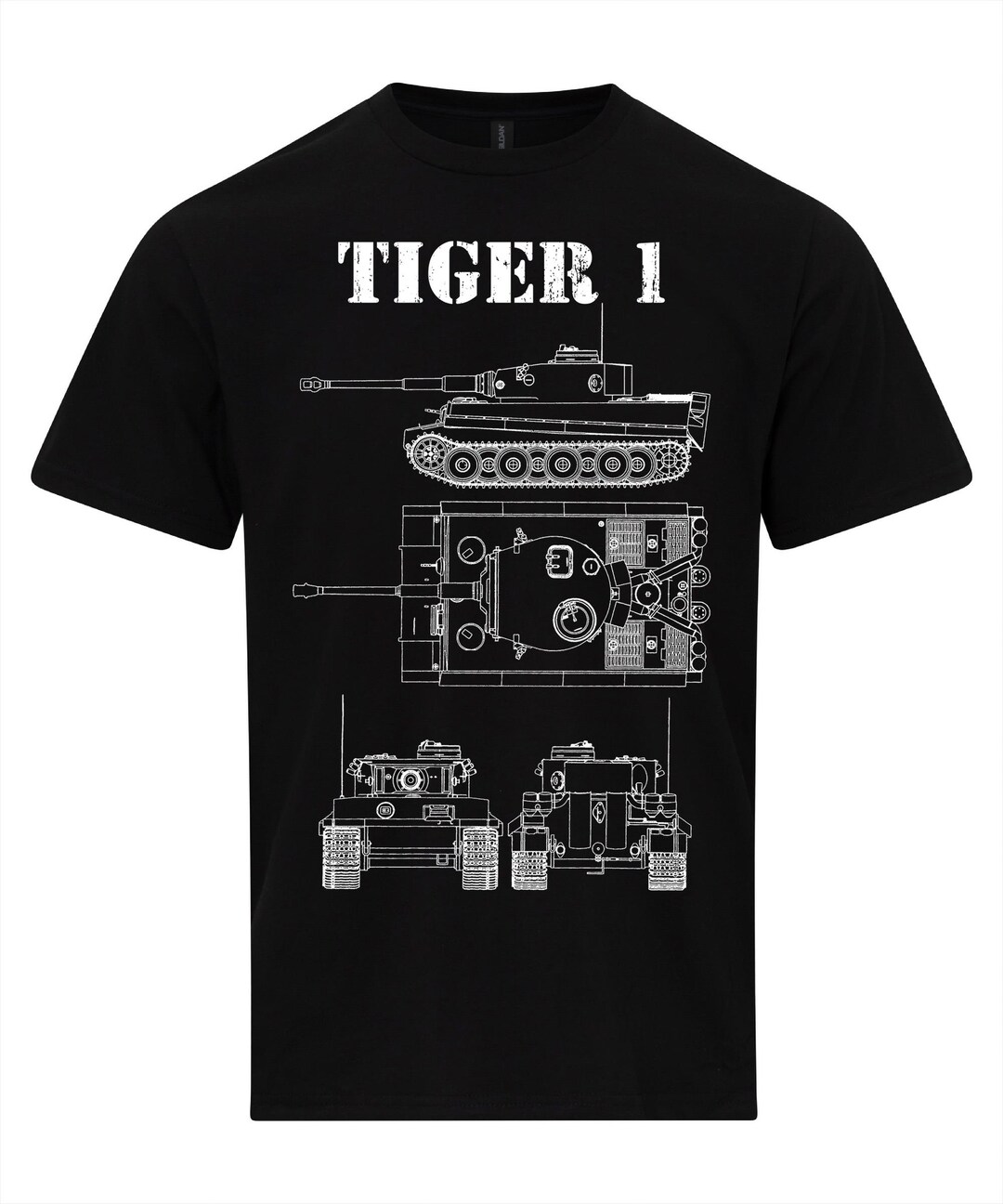Tiger 1 Tank T-shirt - Technical Drawing WW2 German Army Shirt ...