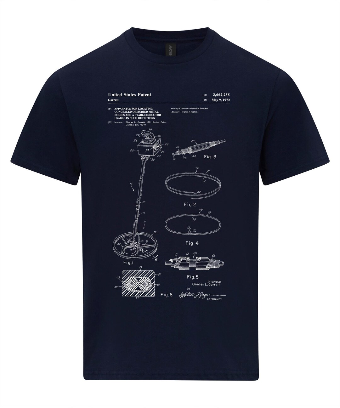 Metal Detector Patent T-shirt – Vintage Blueprint Design for Treasure ...