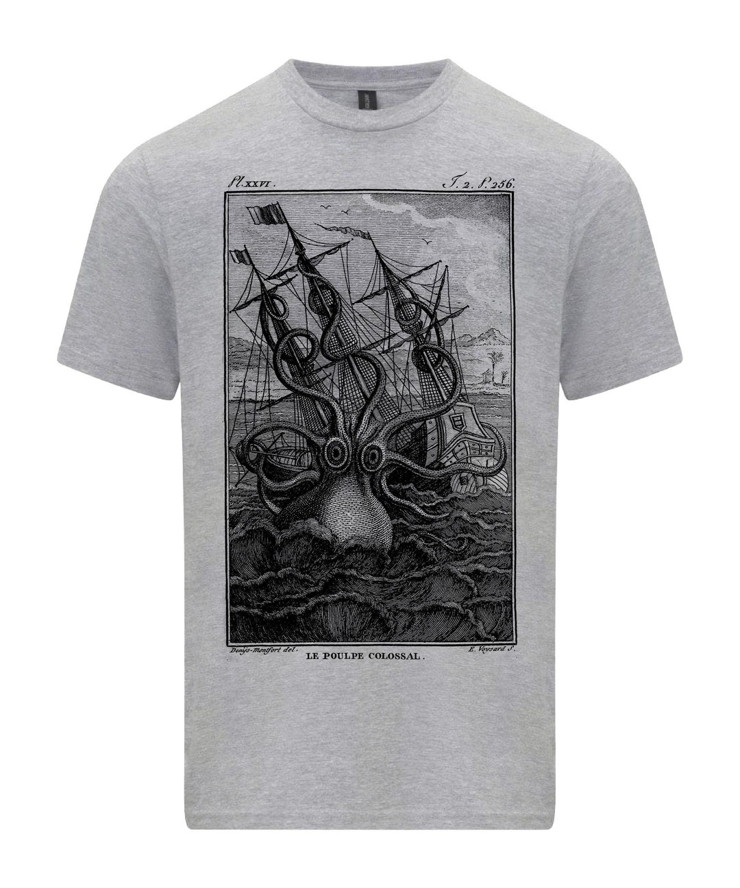 Kraken T-shirt – Giant Octopus Vintage Illustration, Mythical Sea ...