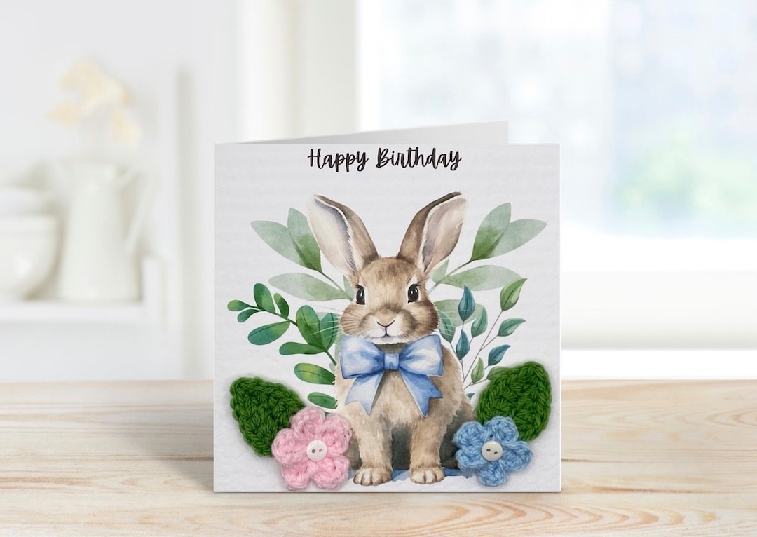 Cute Bunny Birthday Card. Bunny Card. Birthday Card for Animal Lover ...