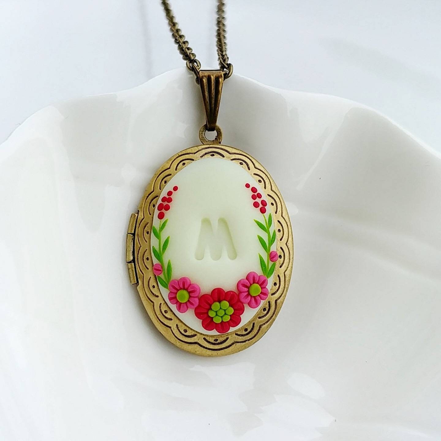 Handsculpted Initial Locket Monogram locket Name necklace | Etsy