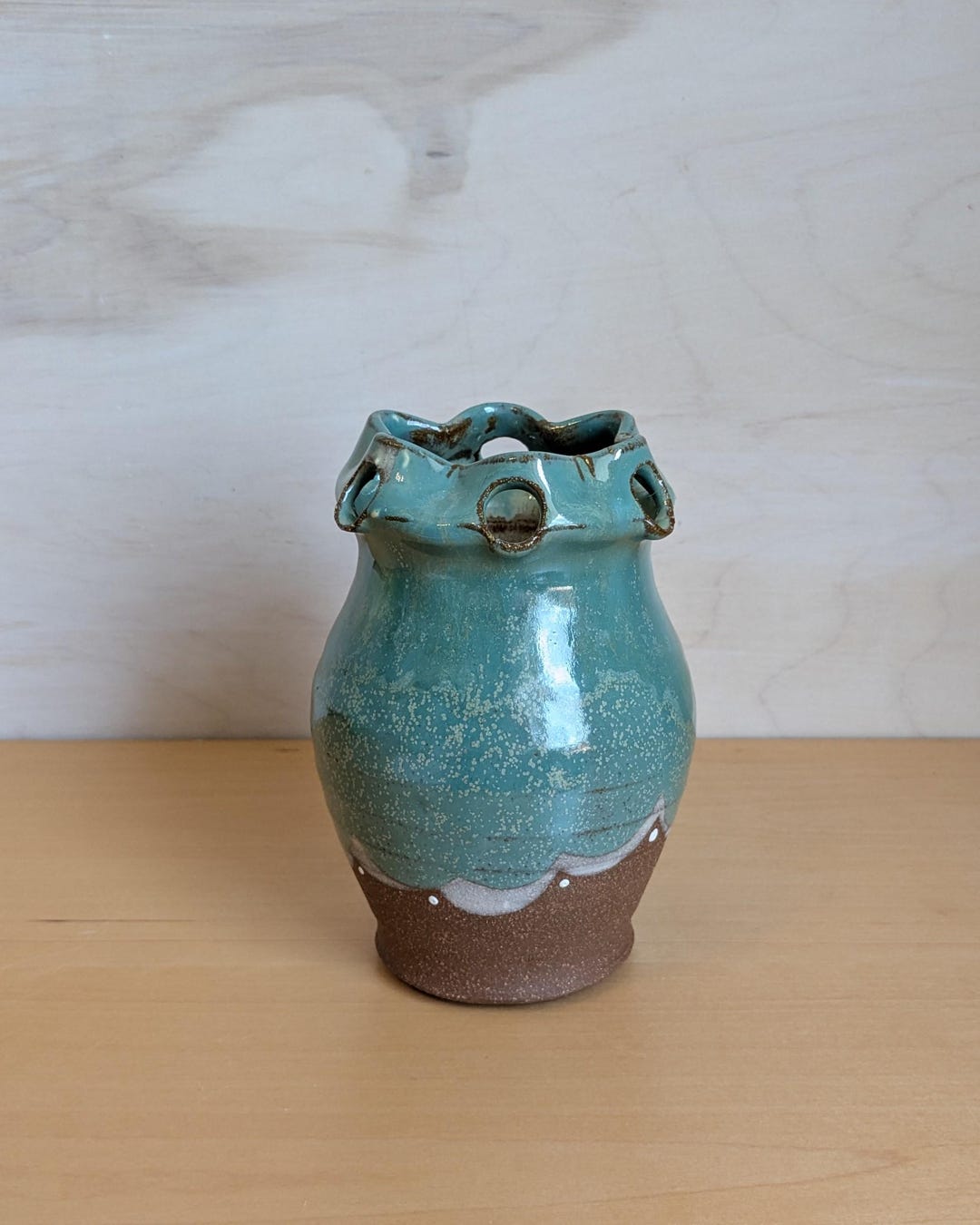 Handmade Turquoise Tulip Vase: Pierced Rim Ceramic Bud Vase - Etsy