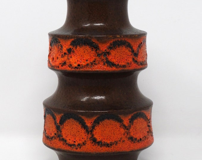 Scheurich Vintage Mid Century Brown & Orange Pagoda West German Vase - Etsy