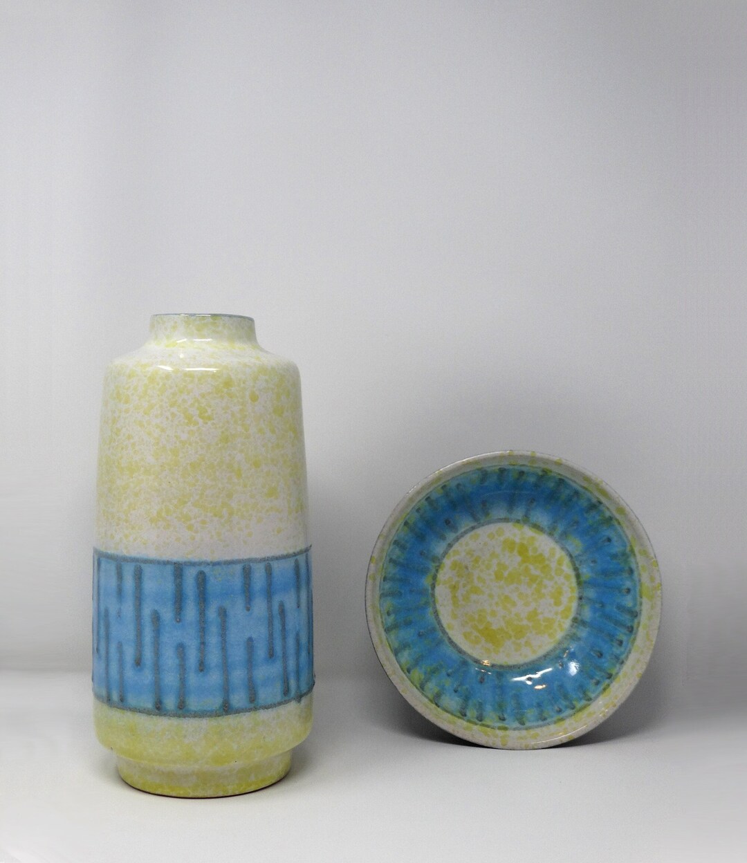 VEB Haldensleben Vase and Bowl Pale Yellow & Baby Blue East German ...