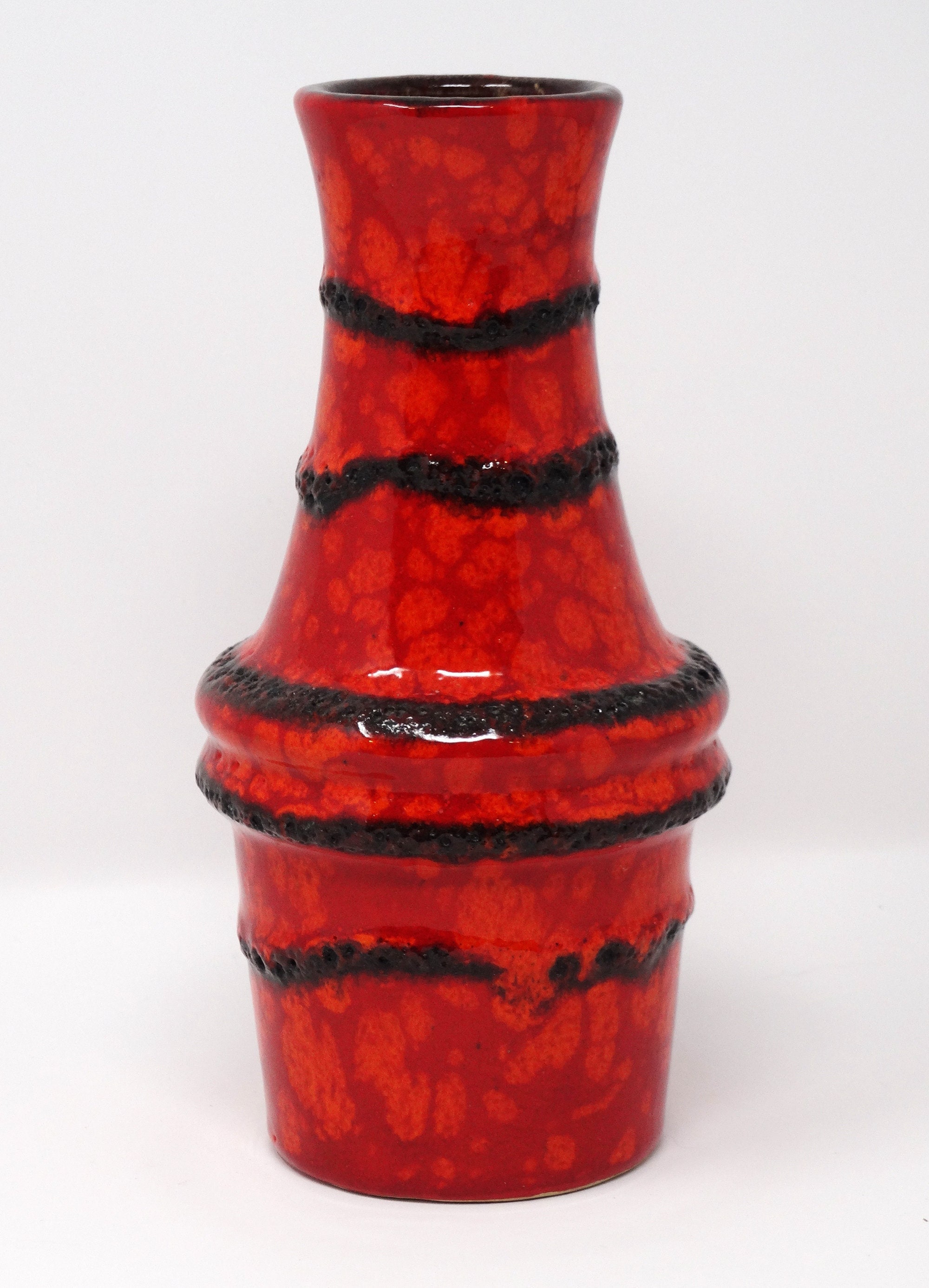 Scheurich Vintage Mid Century Glossy Red Orange & Black Fat Lava West ...