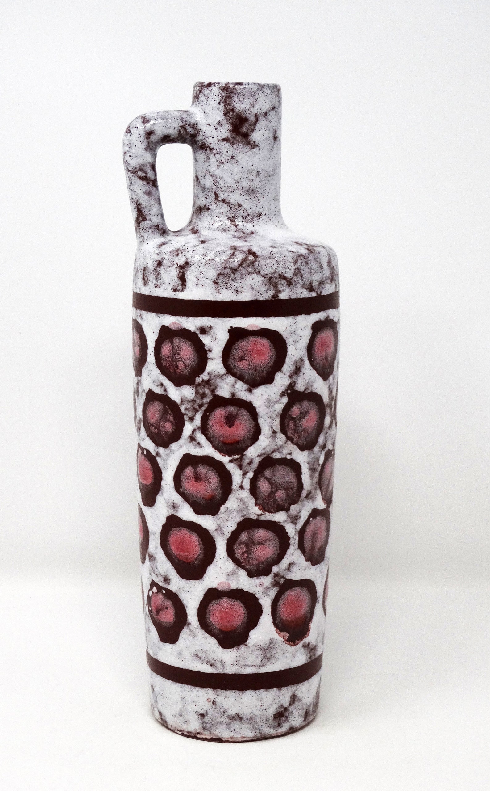 Strehla Vintage Mid Century White Brown & Pink Polka Dots East German ...