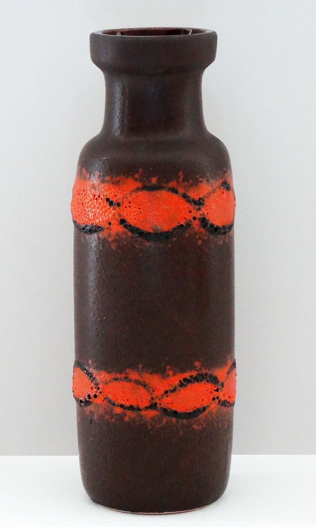 Scheurich Vintage Mid Century Chocolate Brown & Orange Fat - Etsy