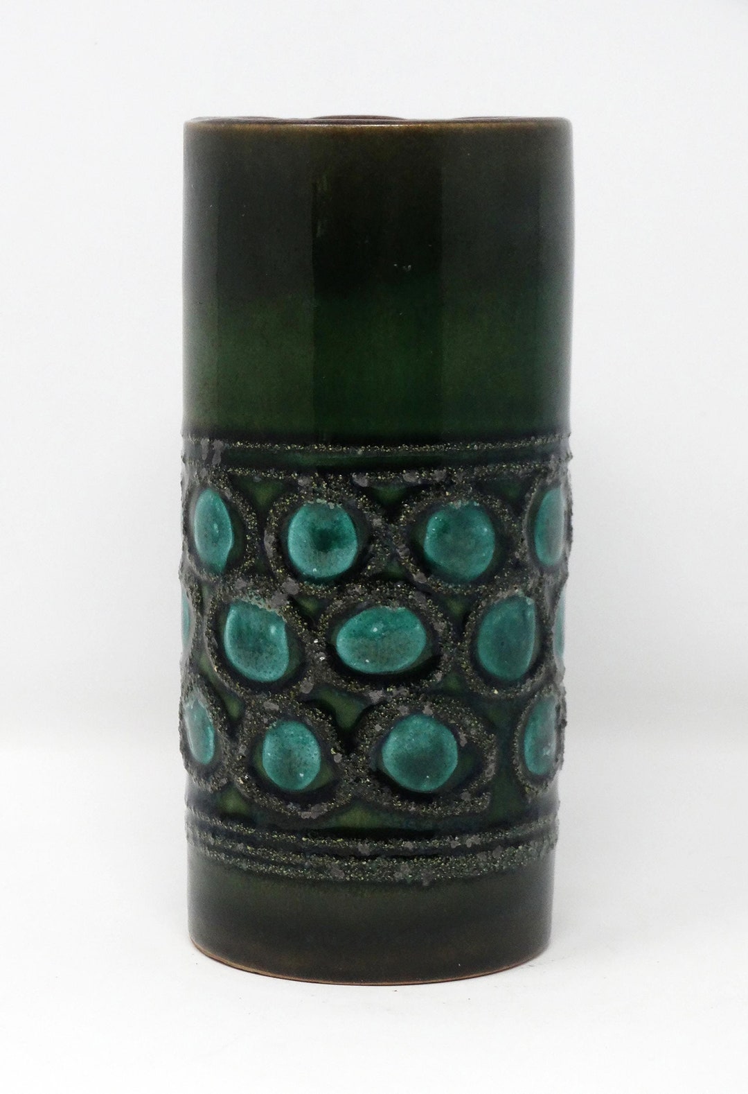 Strehla Vintage Mid Century Emerald Green East German Cylinder Vase - Etsy