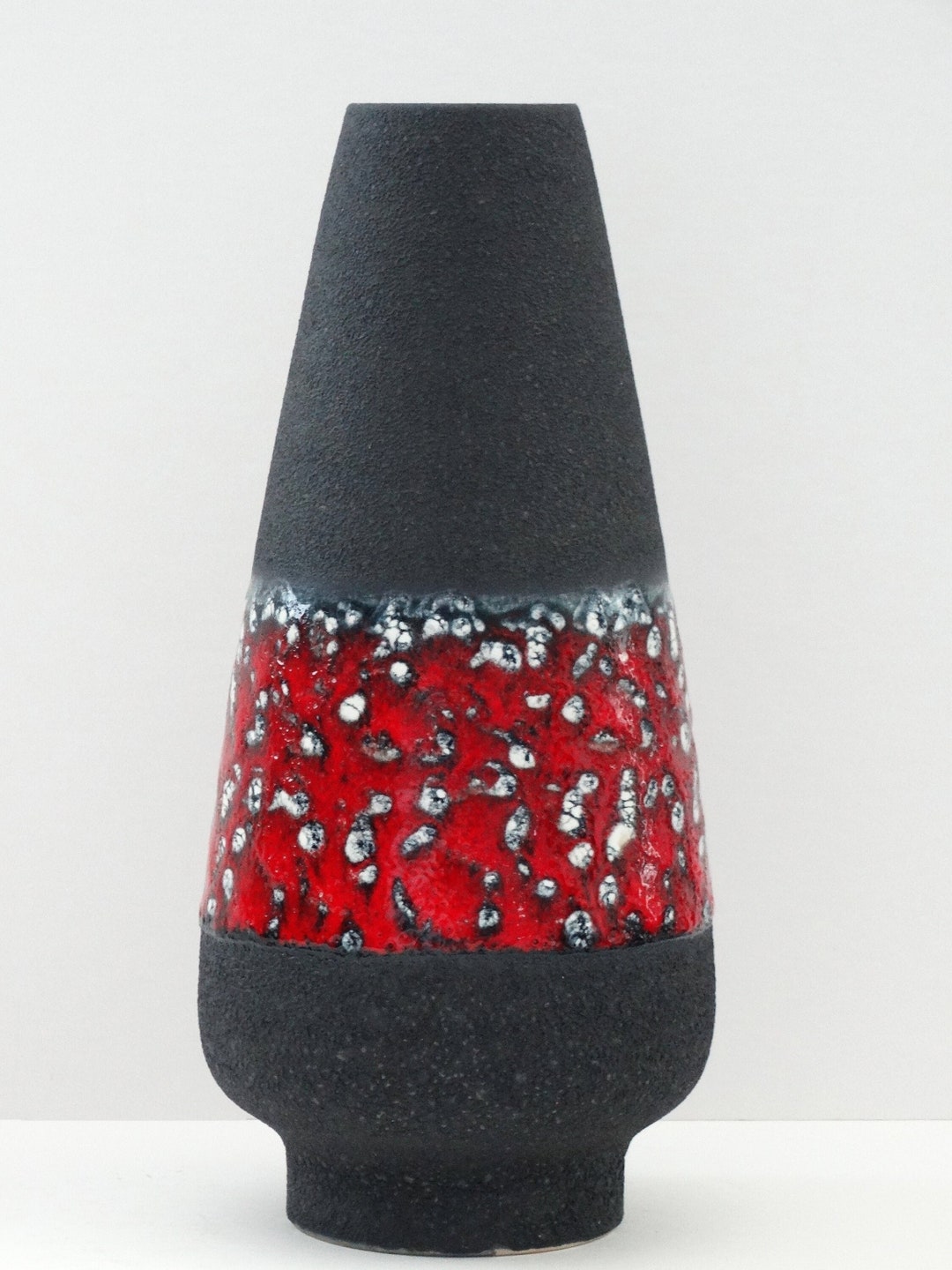 Dümler & Breiden Mid Century Pebble Grey and Red White West German Vase ...
