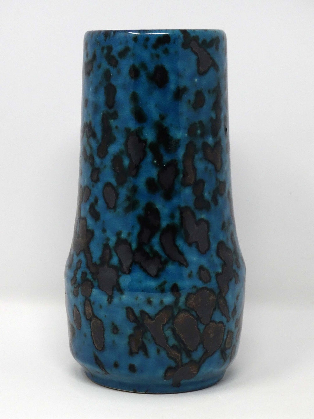 Scheurich Vintage Mid Century Glossy Turquoise & Metallic Black West ...
