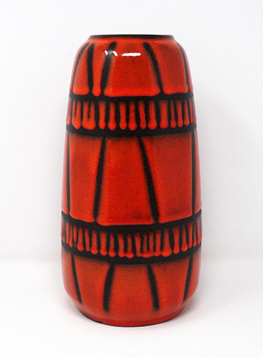 Scheurich Vintage Mid Century Glossy Orange & Matte Glazed Brown West ...