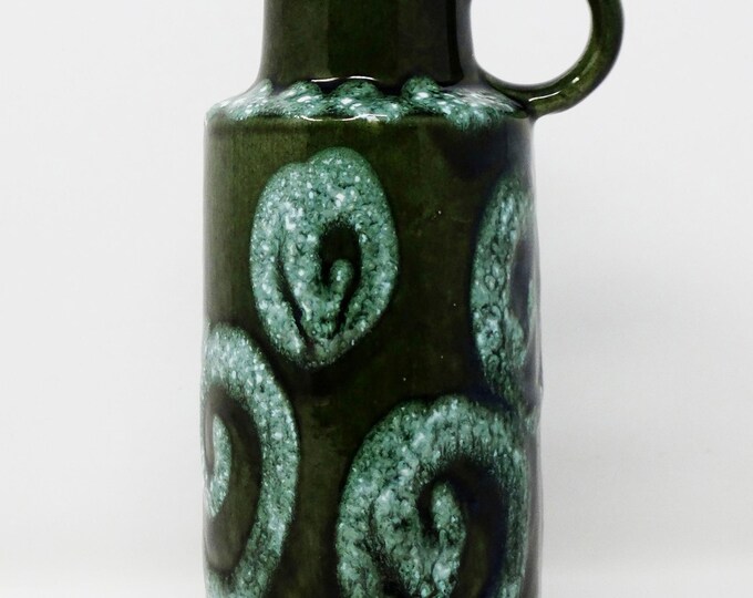 Scheurich Vintage Mid Century Glossy Green & White West German Vase - Etsy