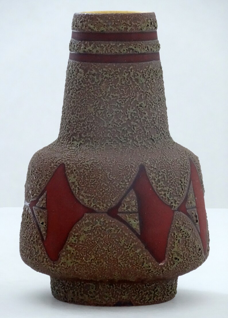 Strehla Mid Century Pebble Brown Incised East German Vase | Etsy