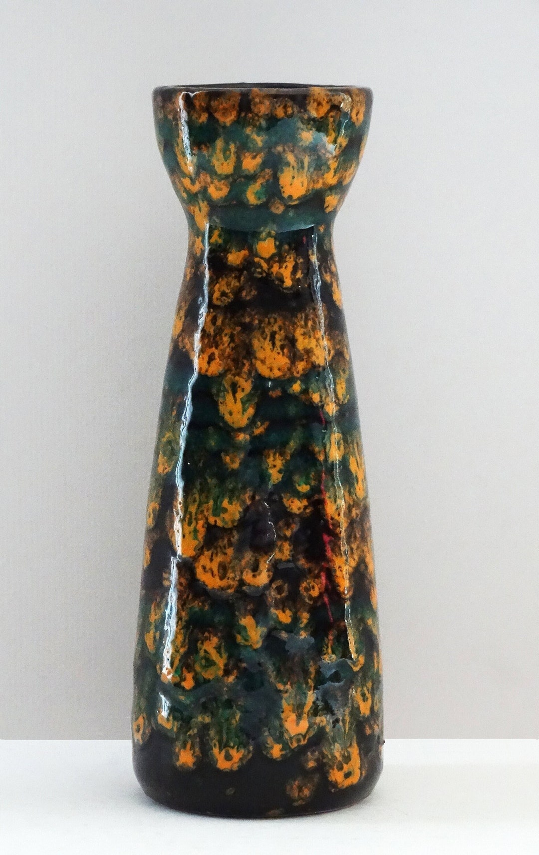 Scheurich Vintage Mid Century Glossy Deep Yellow Green & Brown West ...