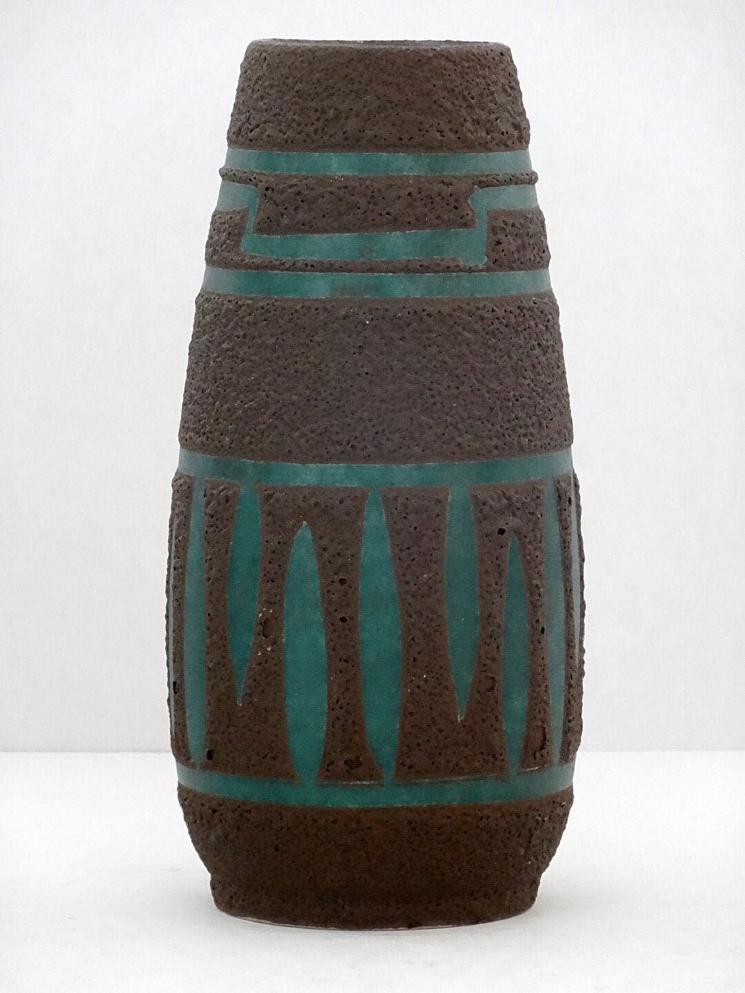Stein Vintage Mid Century Pebble Brown & Green Incised West German Vase ...