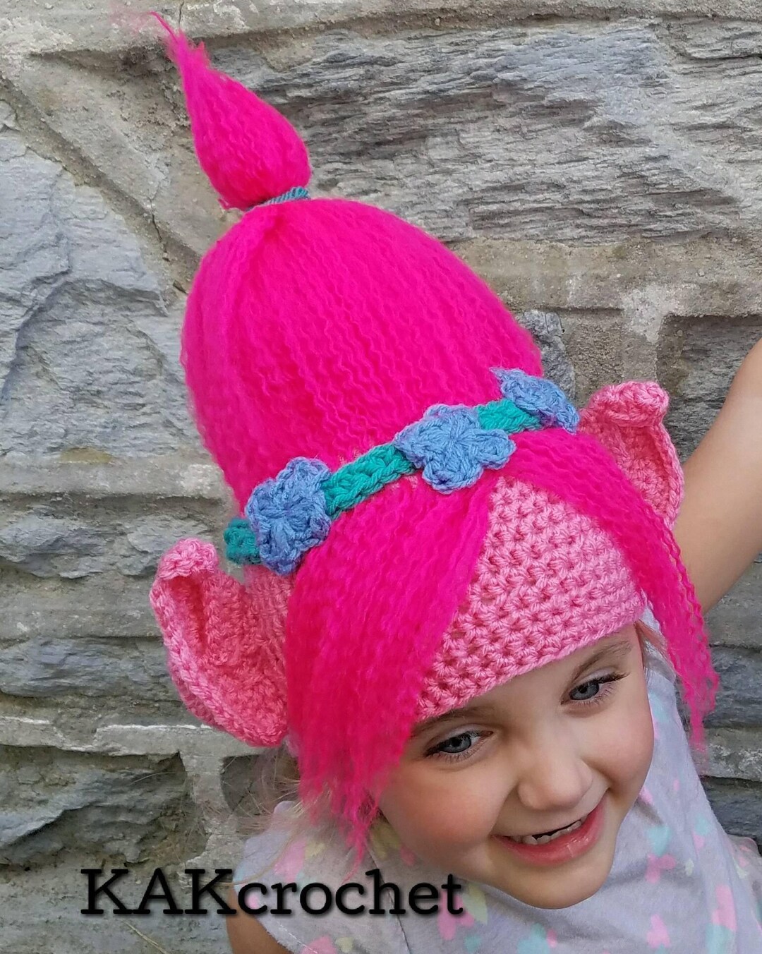 Troll Hair//pink Crocheted Troll Hat//kids Winter Hats//pink Troll Wig ...