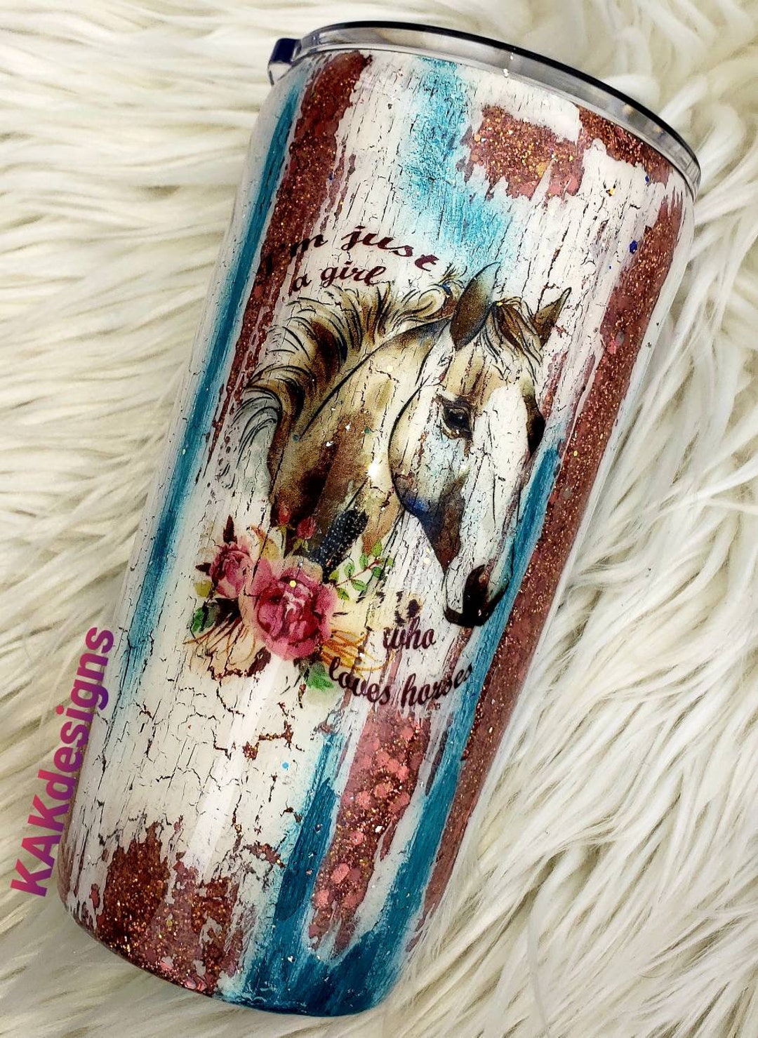 Distressed Horse Tumbler W/ Just A Girl Who Loves Horses//distressed ...