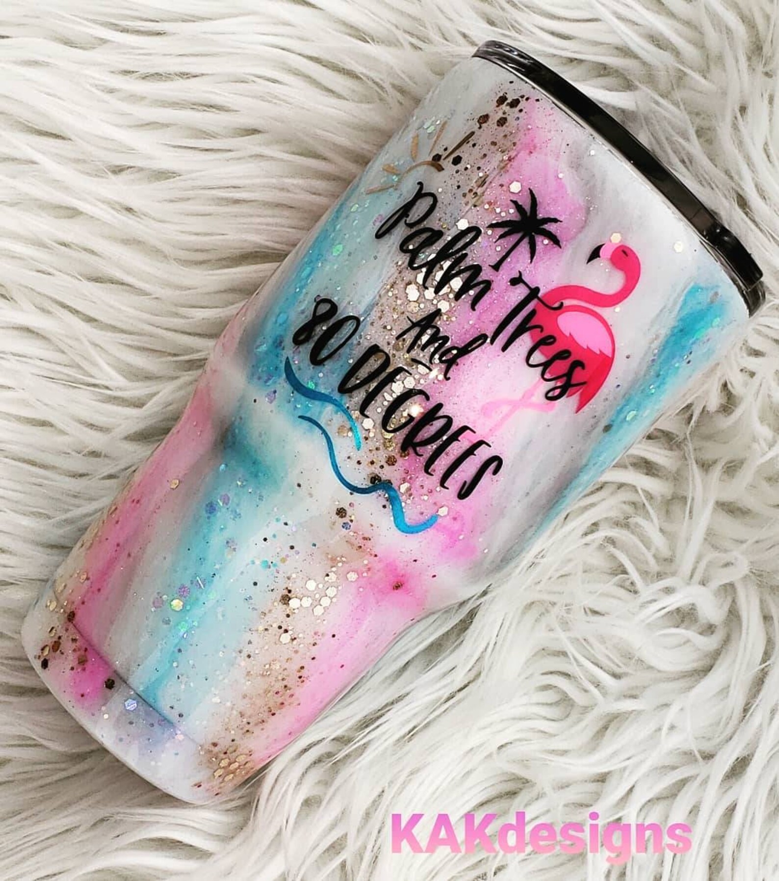 Marble Glitter Yeti With Pink and Aqua//marble Glitter Dipped - Etsy