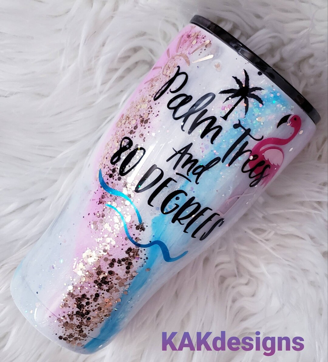 Marble Glitter Yeti With Pink and Aqua//marble Glitter Dipped Mug//palm ...