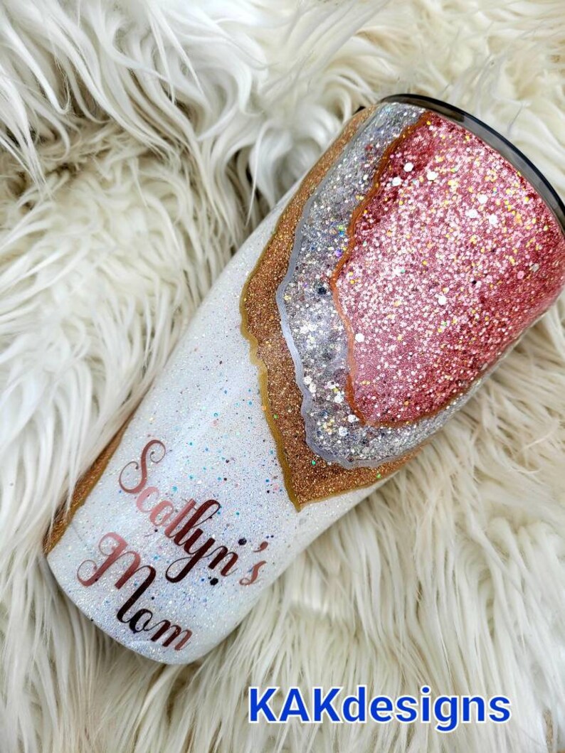 Rose Gold Geode Tumbler W/ Girl Mama Decal//precious Metals - Etsy