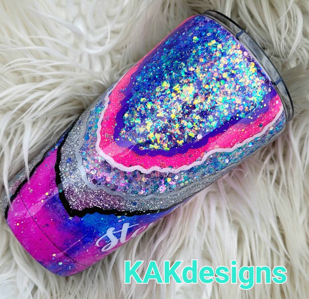 Personalized Glitter Geode Tumbler: Hot Pink & Purple Inks - Etsy