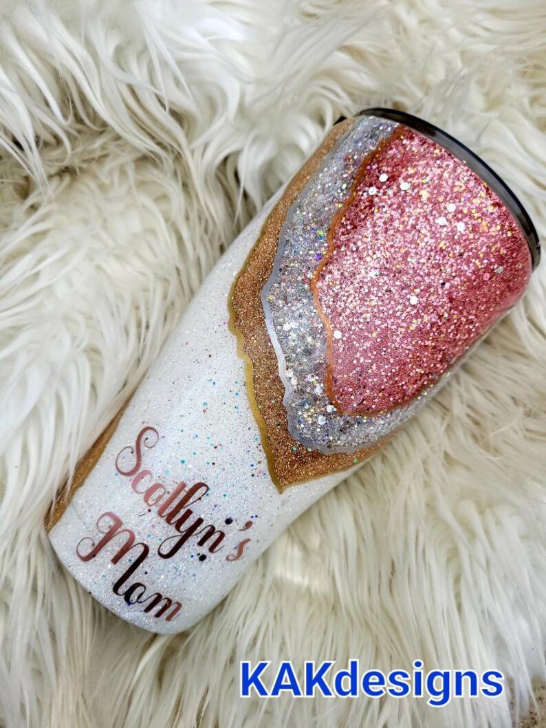 Rose Gold Geode Tumbler W/ Girl Mama Decal//precious Metals - Etsy