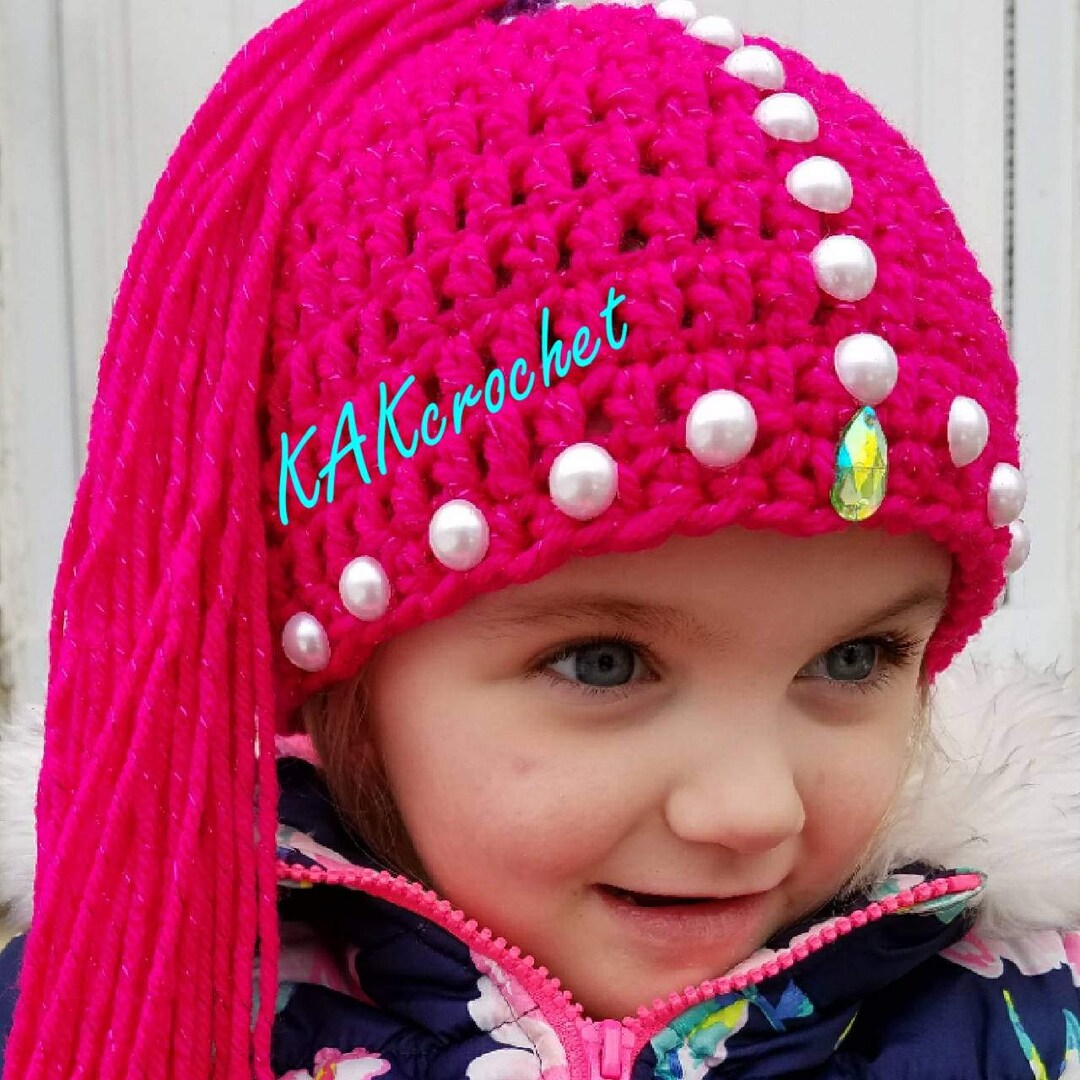 Princess Hats//crocheted Kids Winter Hats//pink & Blue Glittery Genie ...