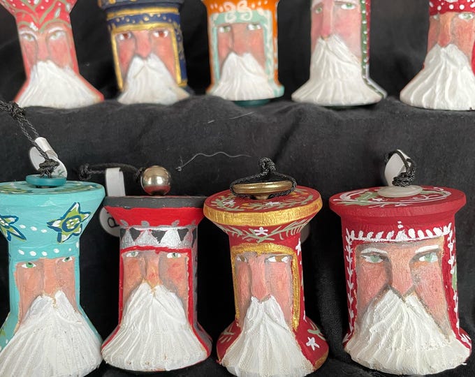 Painted Spool Santa Ornament - Etsy