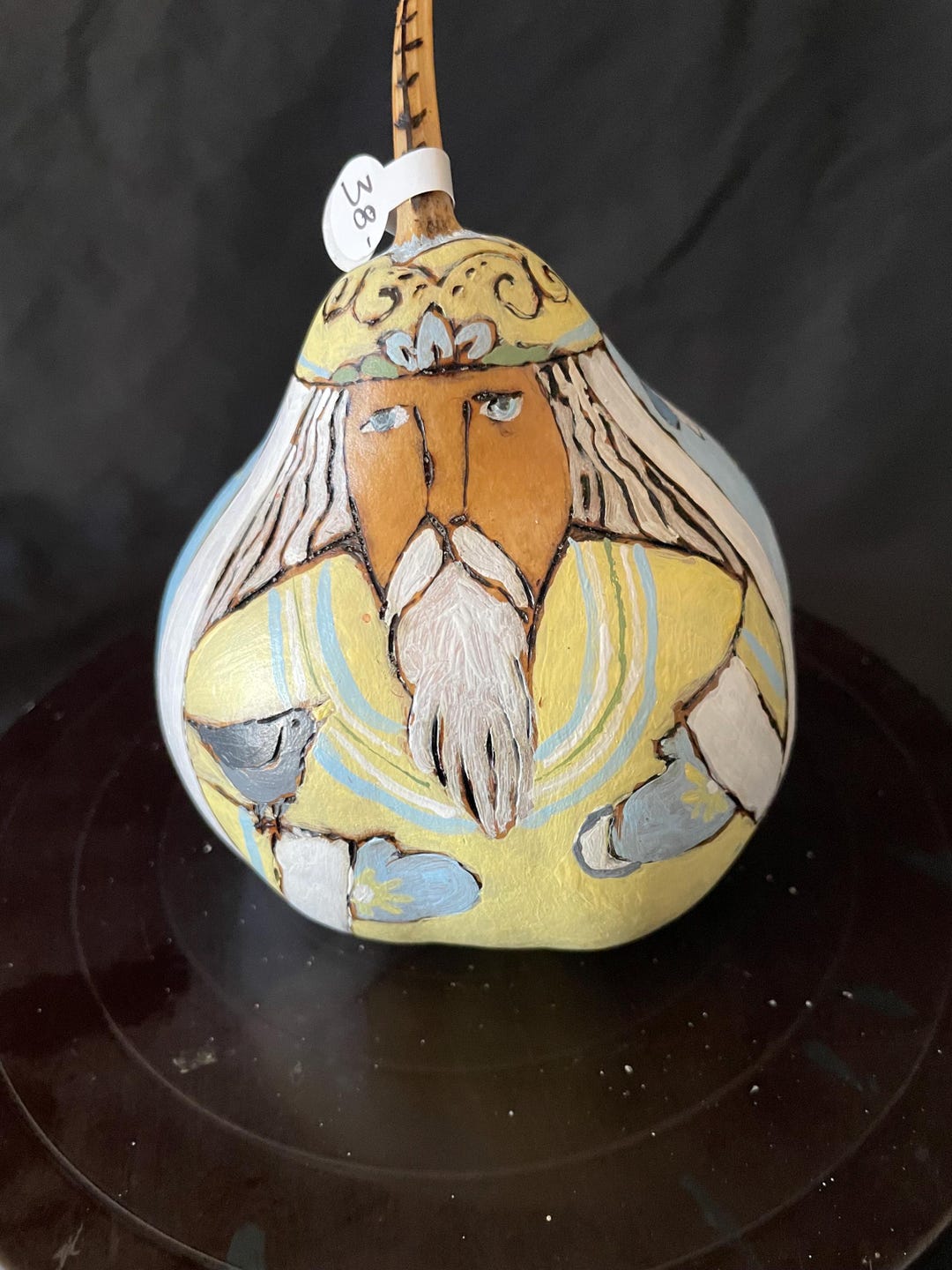 Santa Gourd St. Nicholas Santa Collector Santa With Crows Wood Burned ...