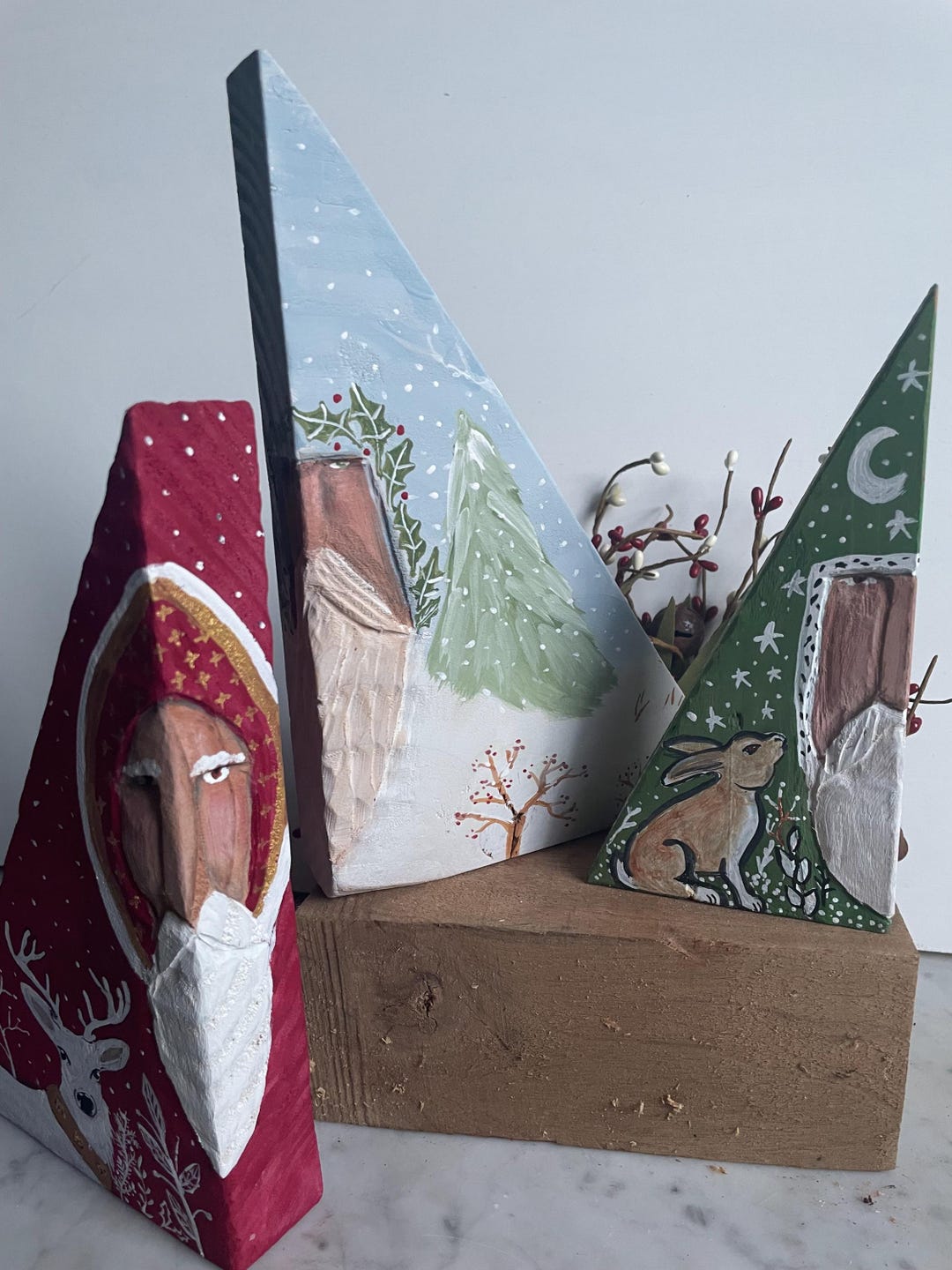 Handmade Wooden ‘slanta’ Claus Figurine: Old World Christmas Decor - Etsy