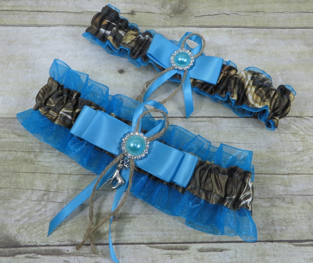 Turquoise Camo Garter Set, Camo Garter Set, Bridal Garter, Wedding ...