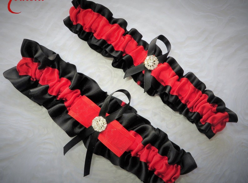Black and Red Garter Set Keepsake and Toss-away Garter Set | Etsy