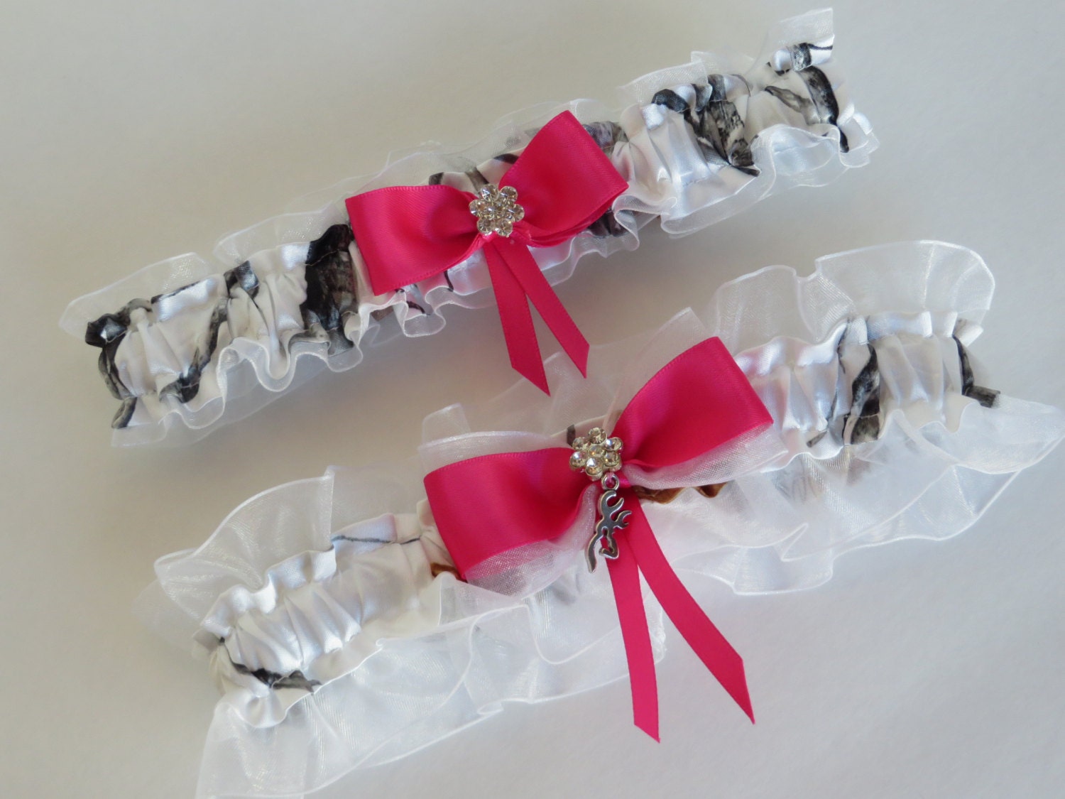 White Camo Garter Set With Hot Pink White True Timber | Etsy