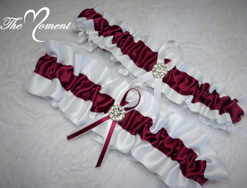 White and Wine Red Garter Set Wedding Garter Bridal Garter - Etsy