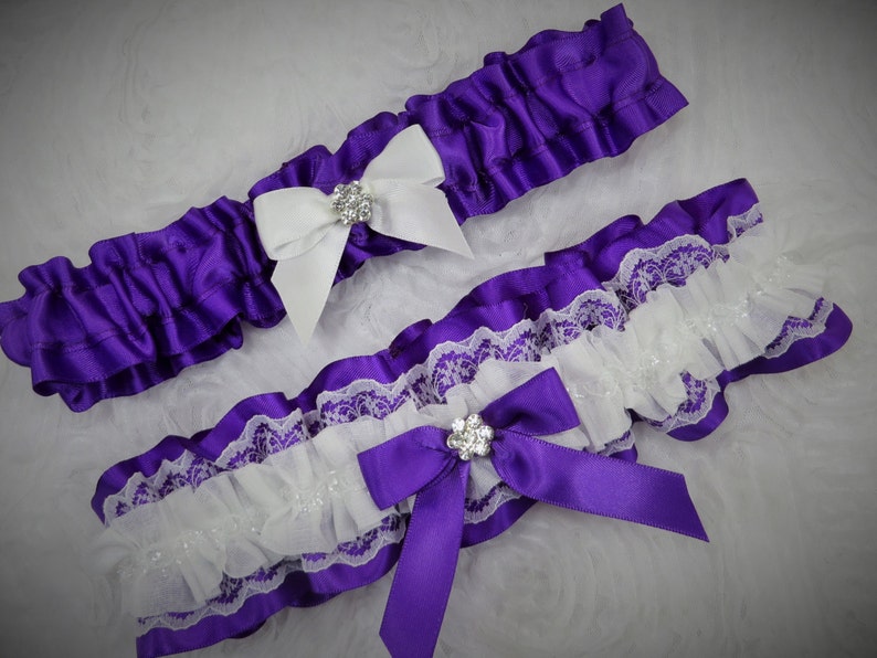 Purple Garter Set Keepsake and Toss Garter Set Ribbon - Etsy